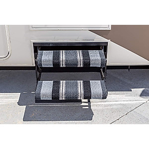 ShadePro RV Step Cover - Single (Black) - Adjustable Wrap Around Stair Rug Covers for RVs, Campers, and Trailers - 24 Inches - Trim to The Perfect Size - Fits Straight or Curved RV Steps