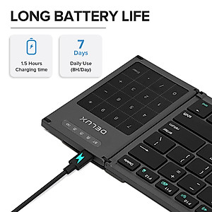 DeLUX Full Size Folding Keyboard 78 Keys, Wireless Bluetooth Keyboard with 2-in-1 Touchpad, Portable Travel Multi-Device and Multi-System Keyboard (KF17)
