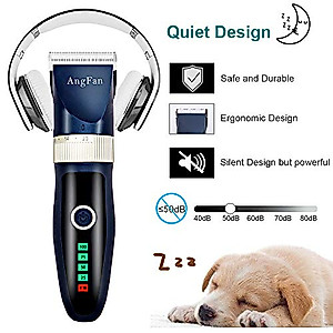 AngFan Dog Clippers for Grooming 16pcs Dog Grooming Kit for Small Large Profesional Cordless Dogs Grooming Clippers Supplies Dog Hair Clippers Low Noise