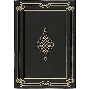 SAFAVIEH Courtyard Collection Runner Rug - 2'3" x 12', Black & Creme, Non-Shedding & Easy Care, Indoor/Outdoor & Washable-Ideal for Patio, Backyard, Mudroom (CY6788-26)