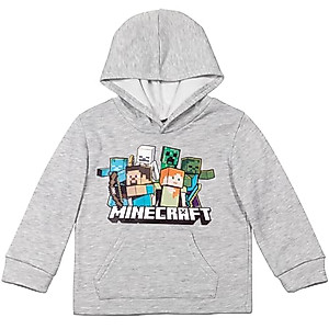 Minecraft Mobs Alex Steve Little Boys Fleece Pullover Hoodie Light Gray 6