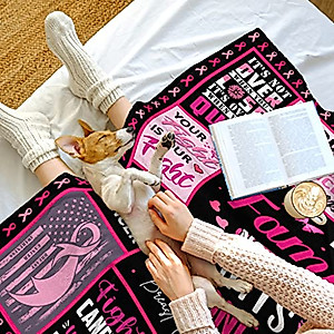 Breast Cancer Awareness Accessories Breast Cancer Gifts for Women Breast Cancer Survivor Gifts for Women Mothers Day Chemo Gifts for Women Breast Cancer Awareness Decorations Blanket 60x50 Inch