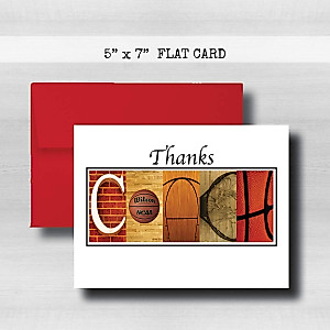 Personalized Basketball Coach Thank You Card, 5"x 7" FLAT CARD, Greeting Cards