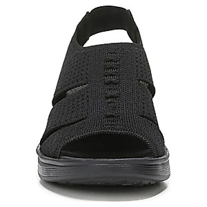 BZees Womens Double Up Sandal Black Knit 7.5 M