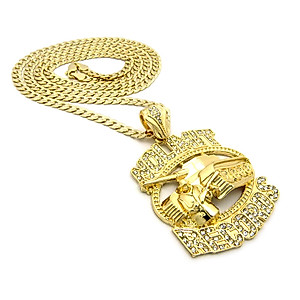 New Iced Out No Limit Records Pendant Dia-Cut Cuban Chain Necklace XZP25CDC (Gold)