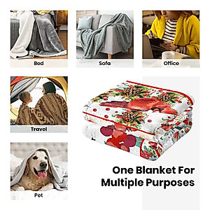 Cardinals Blanket Red Birds Ultra Soft Microfiber Plush Throw Blankets Bedding Flannel Throws for Couch Bed Sofa