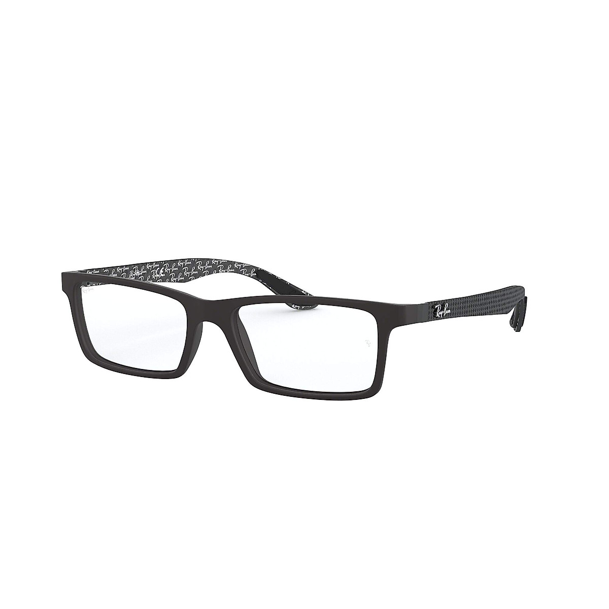 Ray-Ban RX8901 Rectangular Prescription Eyeglass Frames, Demi Gloss Black/Demo Lens, 53 mm