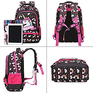 Meisohua Girls Backpack Unicorn Backpack for Girls Elementary School Backpack for Kids Water Resistant School Bag with Lunch Tote Bag Pencil Purse Bag 3 in 1 Sets Bookbags