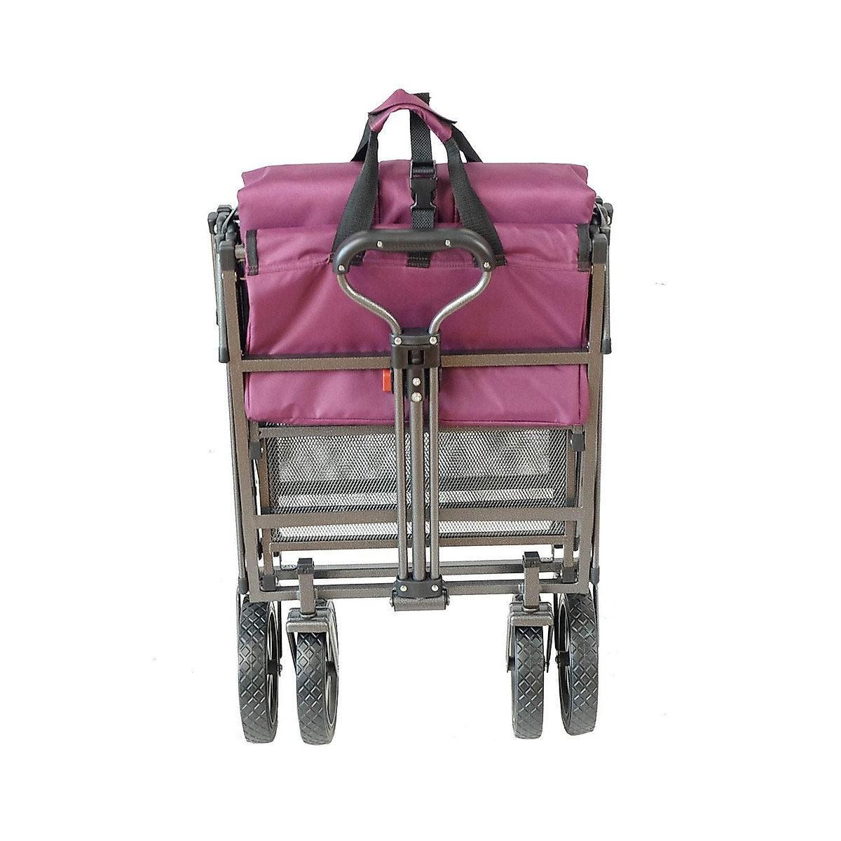Mac Sports Double Decker Heavy Duty Steel Frame Collapsible Outdoor Utility Garden Cart Wagon with Lower Storage Shelf and 150 Pound Capacity, Purple