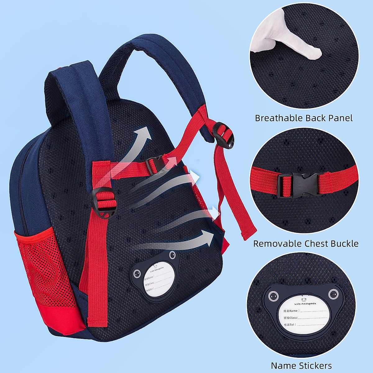 willikiva Cute Zoo Little 3d Backpack Kids Backpack for Boys and Girls Toddler Backpack Waterproof Preschool (Red)