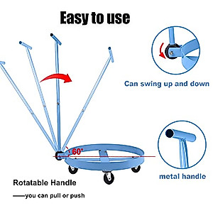 AESRAOU 55 Gallon Drum Dolly 1000 Pound Heavy Duty Bucket Dolly Hand Truck Multi Purpos Barrel Dolly Cart with Adjustable Handle and 4 Swivel Casters Wheel (Blue)
