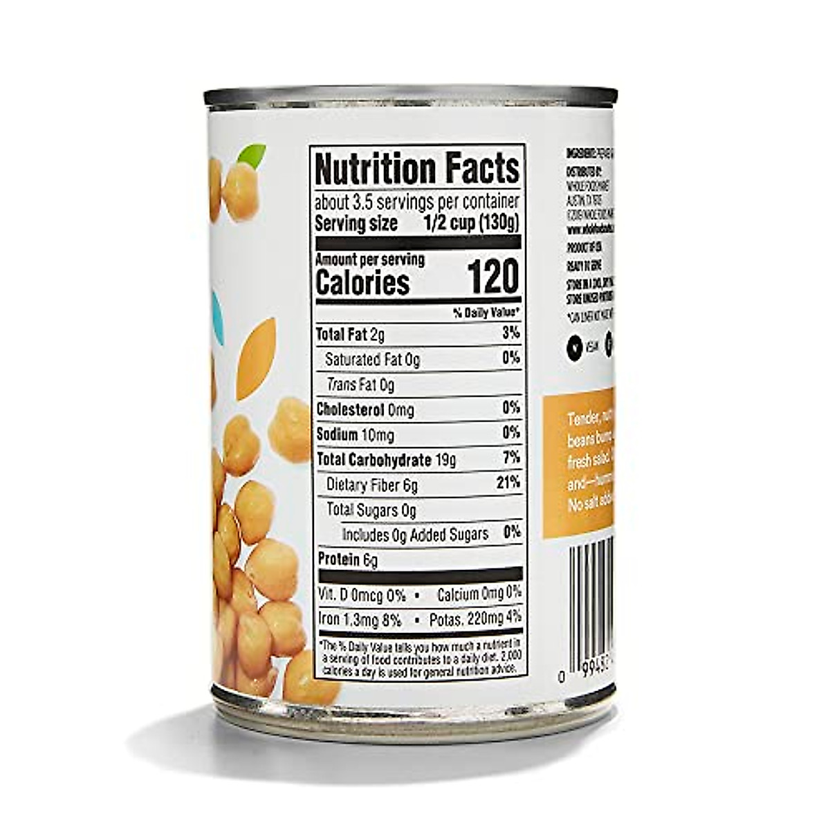 365 by Whole Foods Market, Unsalted Garbanzo Beans, 15.5 Ounce
