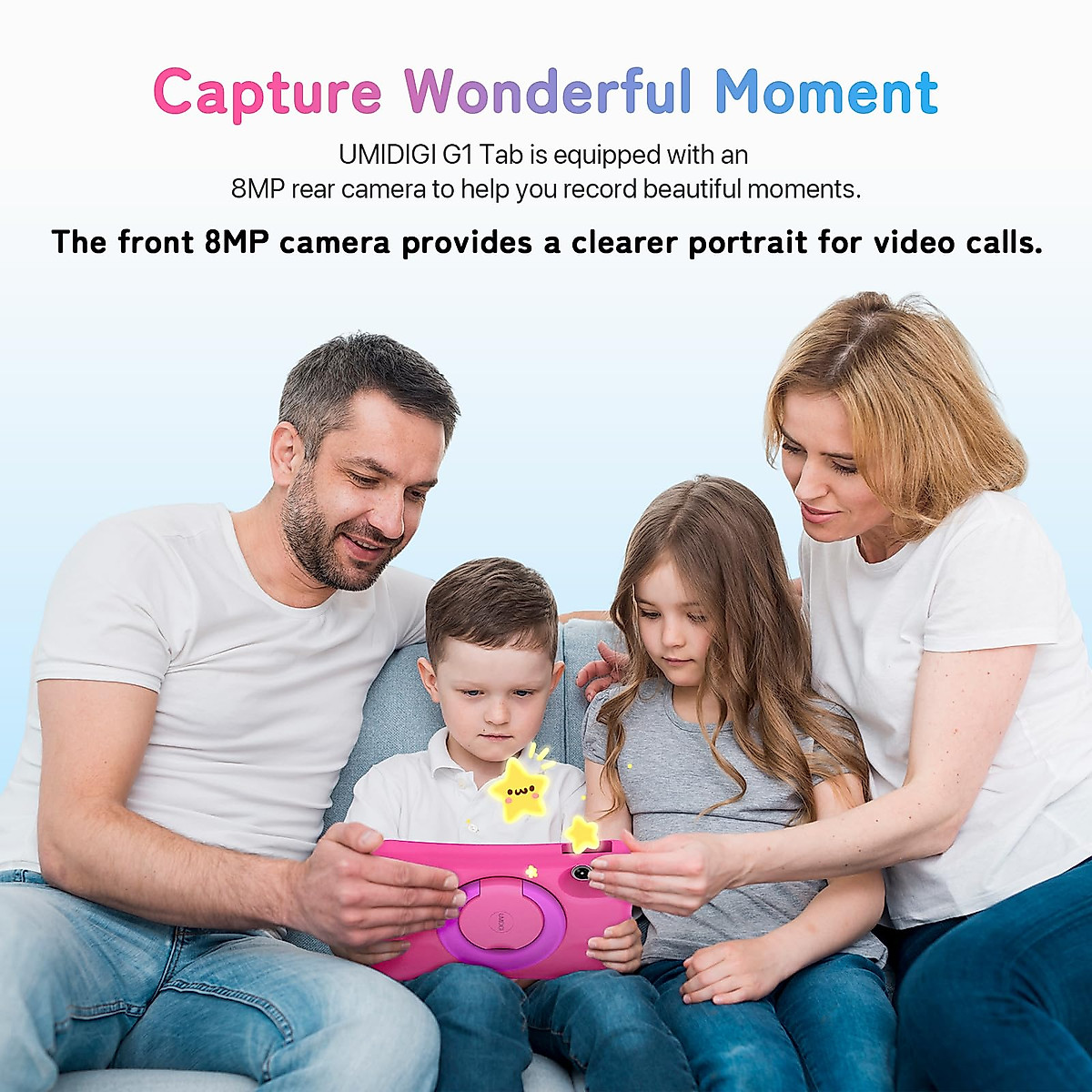 UMIDIGI Kids Tablet, G1 Tab Android 13 Tablet PC, 10.1" Tablet for Kids, 8G+64G up to 1TB, WiFi 6, 8MP+8MP Dual Camera, Quad-Core, 6000mAh, BT5.0, TÜV Eye Bluelight Tablet Android, Parental Control