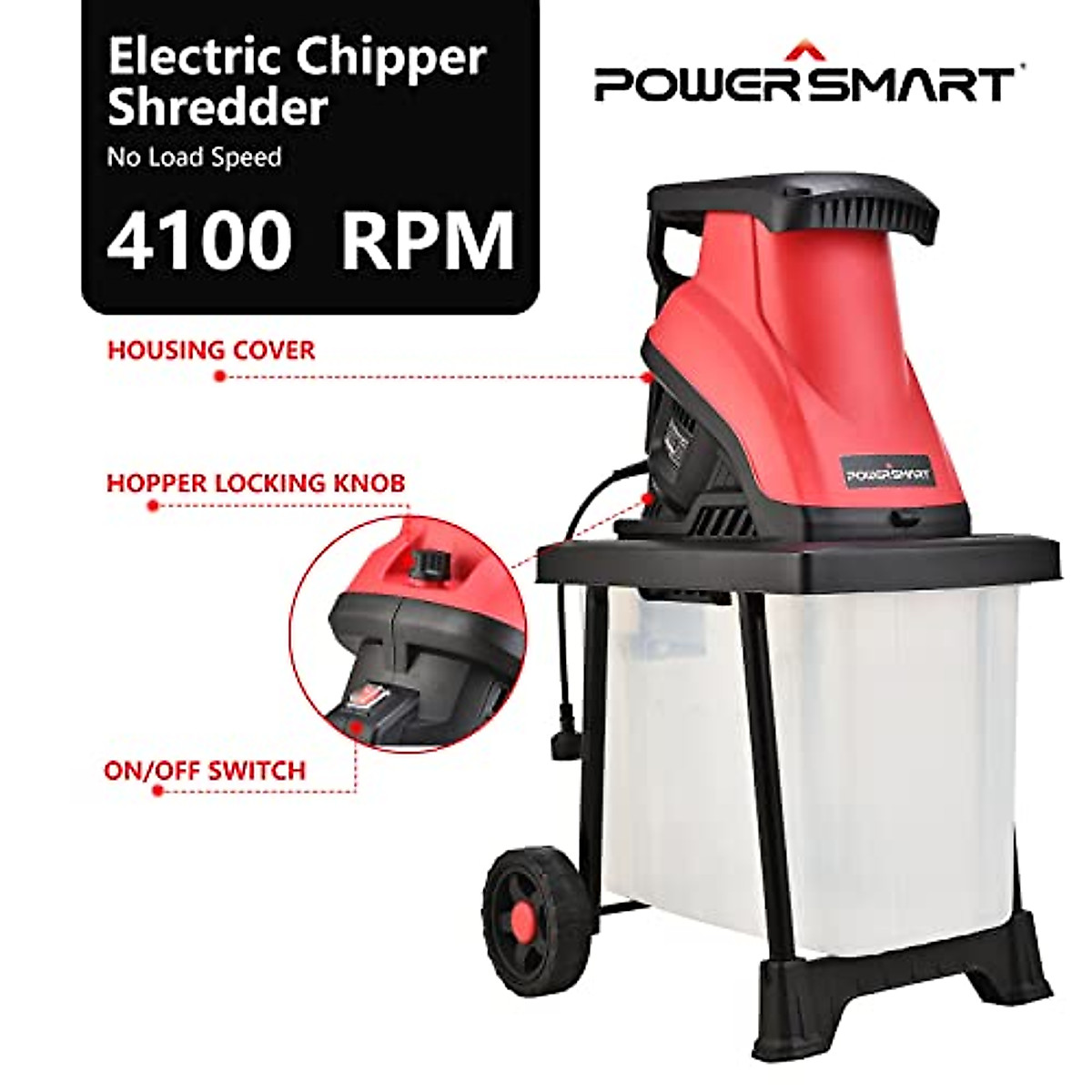 PowerSmart 15-Amp Electric Garden Chipper/Shredder with Safety Locking Knob