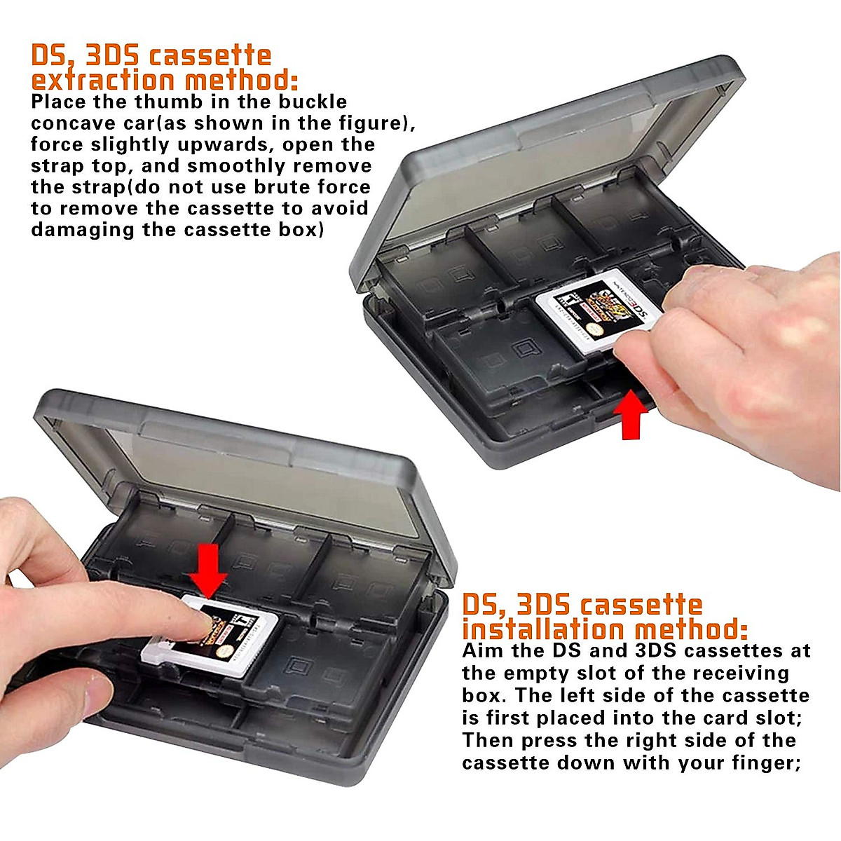 26-in-1 Game Holder Card Case with Fits up to 22 Games 2 SD Cards 2 Micro SD/TF Cards and 2 Stylus Pens for NEW 3DS / NEW 3DS XL / NEW 3DS LL / 3DS XL -black