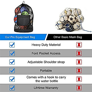 Extra Large Ball Bag, Mesh Soccer Ball Bag, Adjustable Shoulder and Portable Strap Design fit Coach,Adults and Kids, Best for Soccer Ball, Basketball, Volleyball, Baseball, Water Sports, Beach Cloth