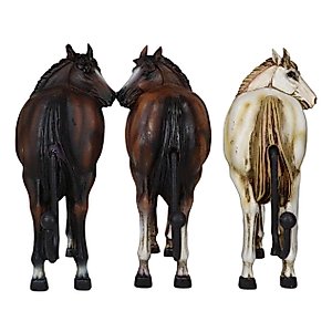 Ebros Gift Set of 3 Rustic Western Country Farm Black Brown Chestnut Horses Hind Butt Hindquarter Coat Key Hat Leash Backpack Wall Hanging Hooks Decor Hangers Cowboy Horse Hook Organizers