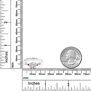 Gem Stone King 925 Silver and 10K Rose Gold Forever Classic Moissanite From Charles & Colvard and Diamond Solitaire Engagement Ring For Women (1.03 Ct, Round 6.5MM, Available in Size 5-9)