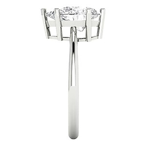 Clara Pucci 2.50 ct Pear Cut Solitaire Moissanite Engagement Wedding Bridal Promise Anniversary Ring 18K White Gold Size 4.75