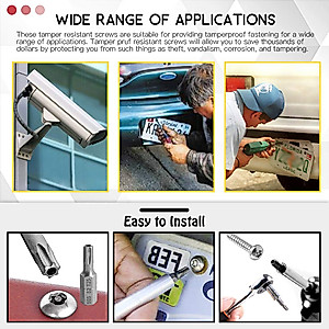 Hilitchi 210 Pcs #10 Stainless Steel Button Head Torx Sheet Metal Screws Silver Security Anti-Theft Tamper Proof Screws Assortment Kit with Screwdriver Bit T25 (#10 x 1/2" ~ #10 x 1-1/2")