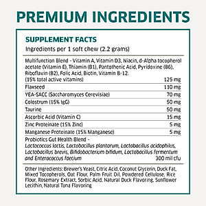 Dog Multivitamin - Dog Vitamins and Supplements - Digestive Enzymes & Probiotics - Probiotics for Dogs - for Skin and Coat Allergies - Immune System & Overall Health - 120 Soft Chew Dog Treats