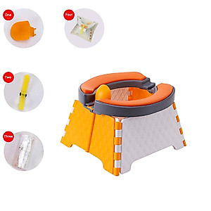 Potty Training Seat for Toddlers/Baby Foldable Toilet Child Travel Potty in Car Camping Potty Chair Seat with 30 Pcs Travel Bag, Toddler Potty Chair for Travel Home Car Camping