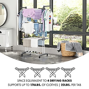 Pogala, Clothes Drying Rack, Indoor, Outdoor Laundry Drying Rack, with Foldable Wings, Space Saving Laundry Rack, Laundry Hanger Dryer Rack, Includes 2 Packs of Stainless Hangers for Underwear