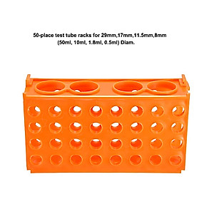 uxcell 4 Way Tube Rack Polypropylene 80-Well Orange for 0.5ml, 1.5ml, 1.8ml, 10ml, 15ml, 50ml