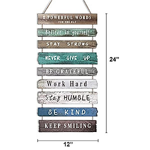 Inspirational Wall Art Decor for Office, Wooden Rustic Hanging Motivational Wall Art Decoration Sign, Inspiring Positive Quotes Wall Art for Home Living Room Bedroom Bathroom Classroom Gym 12"x24"