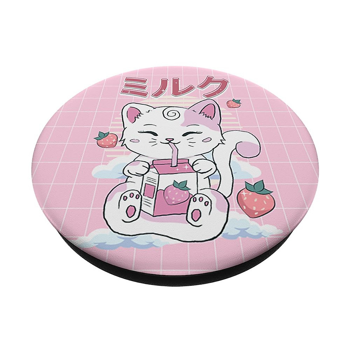 Japanese Aesthetic Kawaii Cat Strawberry Milk Carton PopSockets Standard PopGrip