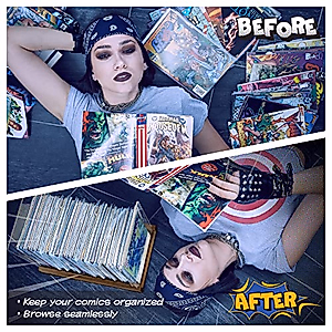 Comic Book Storage Holder - Display Case for Collectors – Patent Pending Wood & Acrylic Comics Box, Bin & Organizer - Magazines & Books Boxes for Organization - Stores Up To 150 Issues - 14.5x8 Inches (Dark Walnut)