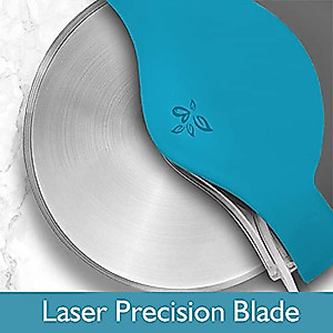 DECOSTYLE, Blue Pizza Cutter Wheel with Protective Blade Cover, improved, Super Sharp, Easy To Use and Clean, Slicer, Ergonomic Rubberized Grip, heavy dutty, Stainless Steel, Dishwater Safe