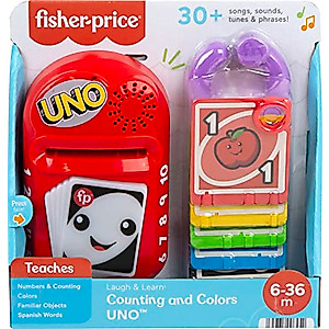 Fisher-Price Laugh & Learn Baby & Toddler Toy Counting and Colors Uno with Educational Music & Lights for Ages 6+ Months
