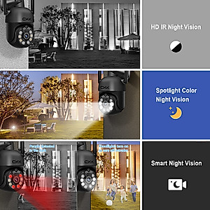[3K Security Camera Outdoor] Color Night Vision, Wireless PTZ Cameras for Home Auto Tracking, IP66 2-Way Audio,3K WiFi Camera for Indside/Outside Security,Human Detection, 360° View,C102