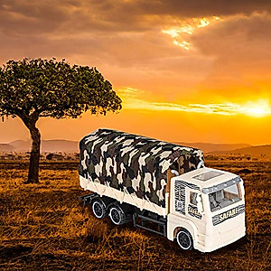 ArtCreativity Push and Go Transportation Safari Truck - Unique Animal Figurines Storage - Durable Plastic Truck with Fabric Cover - Best Birthday for Boys and Girls, Carnival Prize