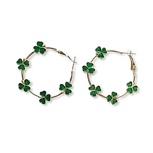 Zhang shine Green Shamrock Earrings Irish Clover Hoop Earrings St.Patrick's Day Lucky Leaf Earrings for Women St. Patrick Day Daily Wearing Parties Celebrations