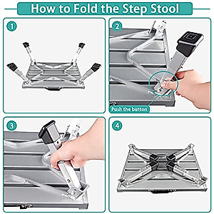 VOGREX 19" x 12.5" RV Steps, Adjustable Height Folding Platform Step Stool with Non-Slip Rubber Feet, Aluminum Step Accessories for RV Camper Traile, Supports Up to 1000 lbs