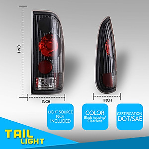 AUTOWIKI Tail Lights For 1997-2003 Ford F-150 F-250 F-350 Super Duty Tail Lights Styleside Model Pickup Black Clear Lens Rear Taillights 1 Pair