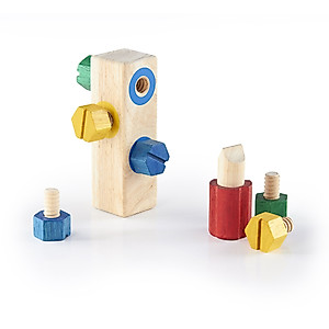 Guidecraft Screw Block - Kids Multi-Color Matching Game, Classic Wooden Toddler Memory and Sensory Skills Development Toy
