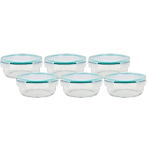 BOVADO USA 1 Cup Snap Tight Lids Glass Food Storage Containers (6 Pack) | Nonpourous Dishwasher, Freezer & Oven Safe Glass, Easy-Clean | Clear Lids