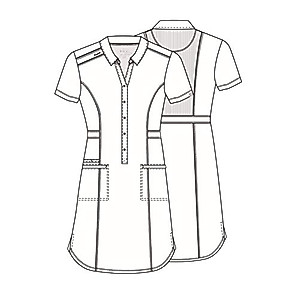 Cherokee Infinity Women Scrubs Dress 39" Button Front CK510A, S, White