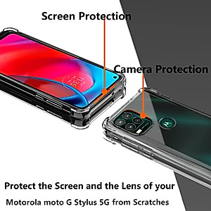 VAKS Crystal Clear Compatible with Moto G Stylus 5G (2021) Case with Tempered Glass Screen Protector [Shockproof Corners] Slim Thin Soft TPU Phone Case,Crystal Clear