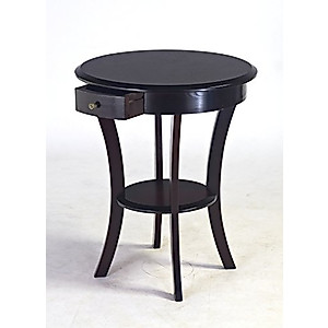 Frenchi Furniture Wood Round Table with Drawer and Shelf ,Espresso