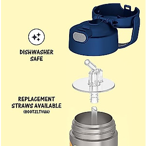 THERMOS FUNTAINER 12 Ounce Stainless Steel Vacuum Insulated Kids Straw Bottle, Cars