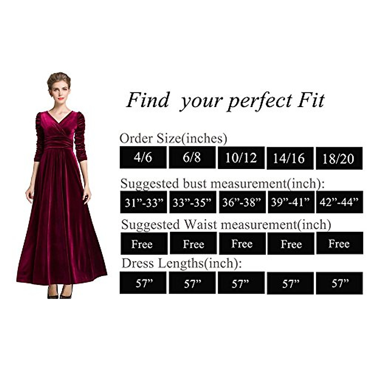 MedeShe Women's Christmas Long Velvet Maxi Dress (14/16, Burgundy Ruched Waist)