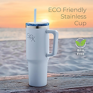 SIPX™ Insulated Tumbler With Lid And Straw, 40oz. Tumbler With Handle Keeps Cold 12 Hours, Water Bottle Thermos With Lid, BPA-Free Reusable Insulated Coffee Tumblers, Travel Mug Great For Beach Party