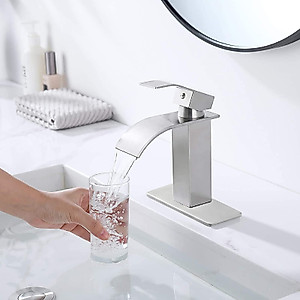 ESFORT 6” Hole Cover Deck Plate Escutcheon for 1 or 3 Hole Bathroom Sink Faucet, Stainless Steel Rectangle