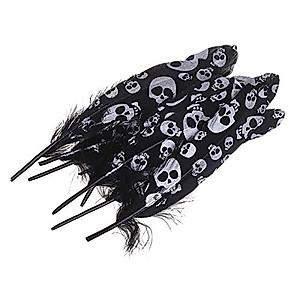 Halloween Skulls Pattern Swan 20 Pcs Saddle Hackle Rooster Halloween Hackle Rooster Goose Natural for Toy DIY Craft Home Decoration Headgears