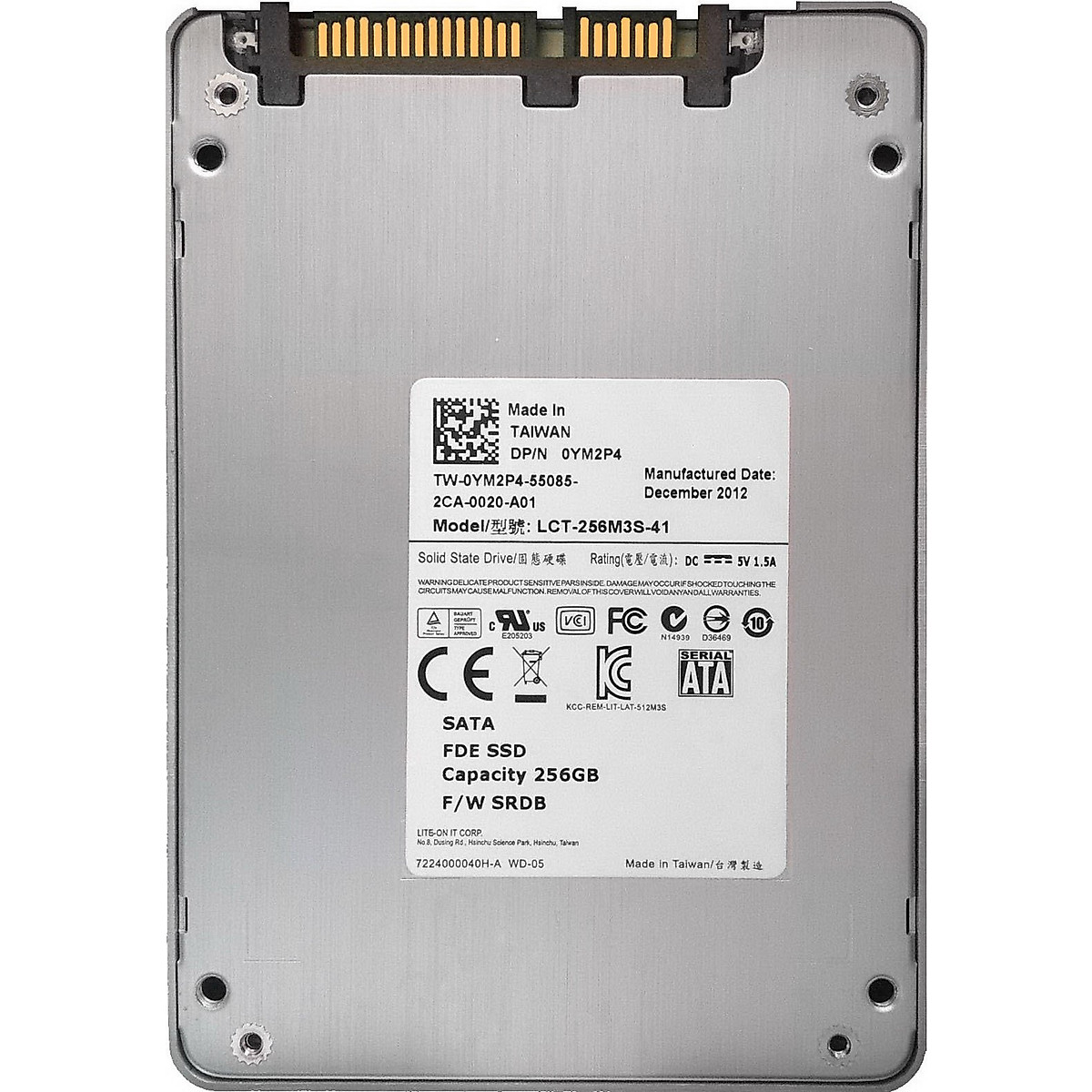 LiteOn LCT-256M3S DP/N 0DFVVG 256GB 6GB/s SATA III SSD 2.5" Solid State Drive