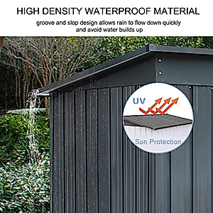 6' x 4' Outdoor Storage Shed, Metal Garden Shed, Backyard Storage Shed with Double Lockable Doors,can be Used as Bike shed, Trash can shed, Tool shed,pet shed,Black